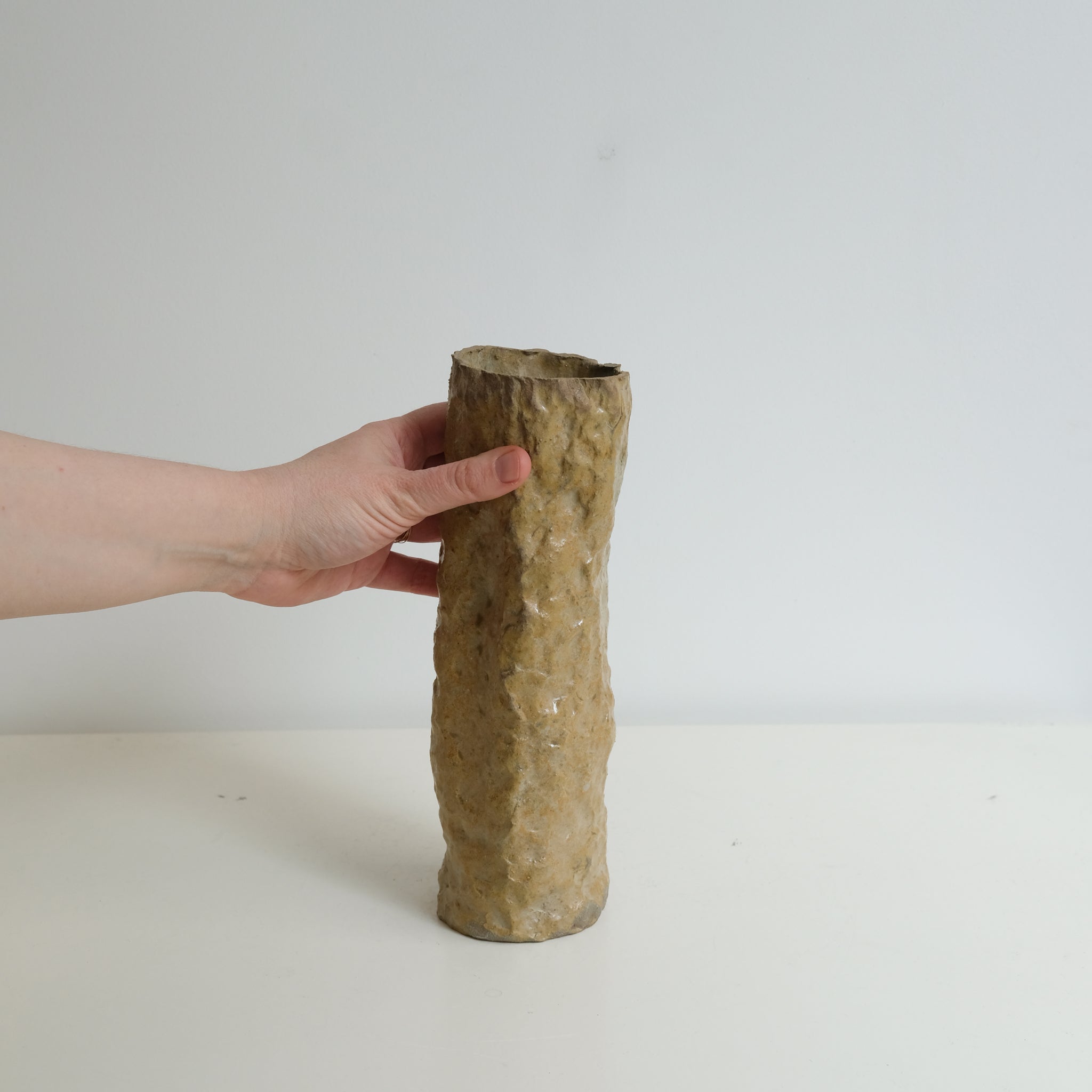Vase 03 in stoneware H 24.5cm wood firing - shades of yellow by Judith ...