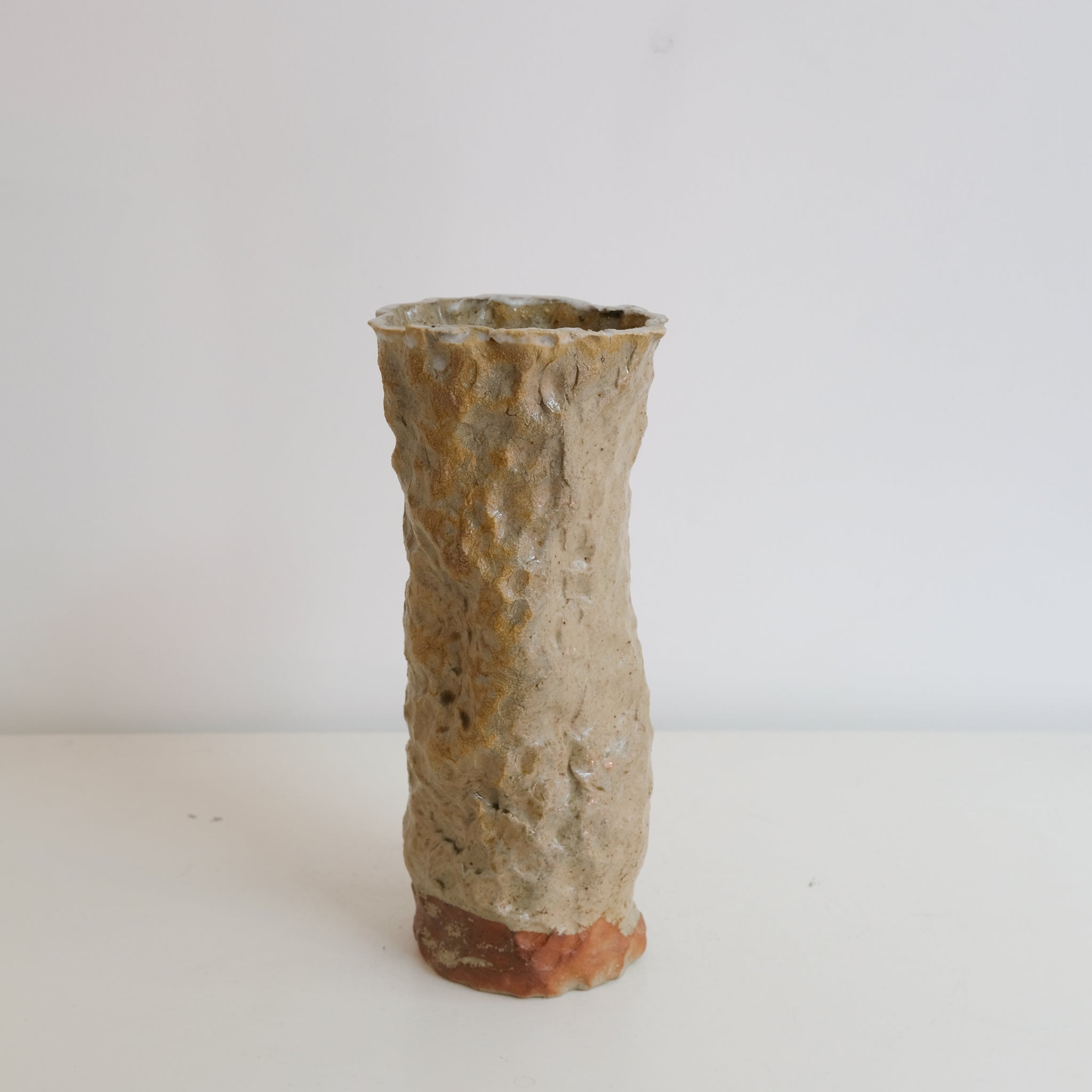 Tube 04 vase in stoneware H 24 cm wood firing - shades of yellow by ...