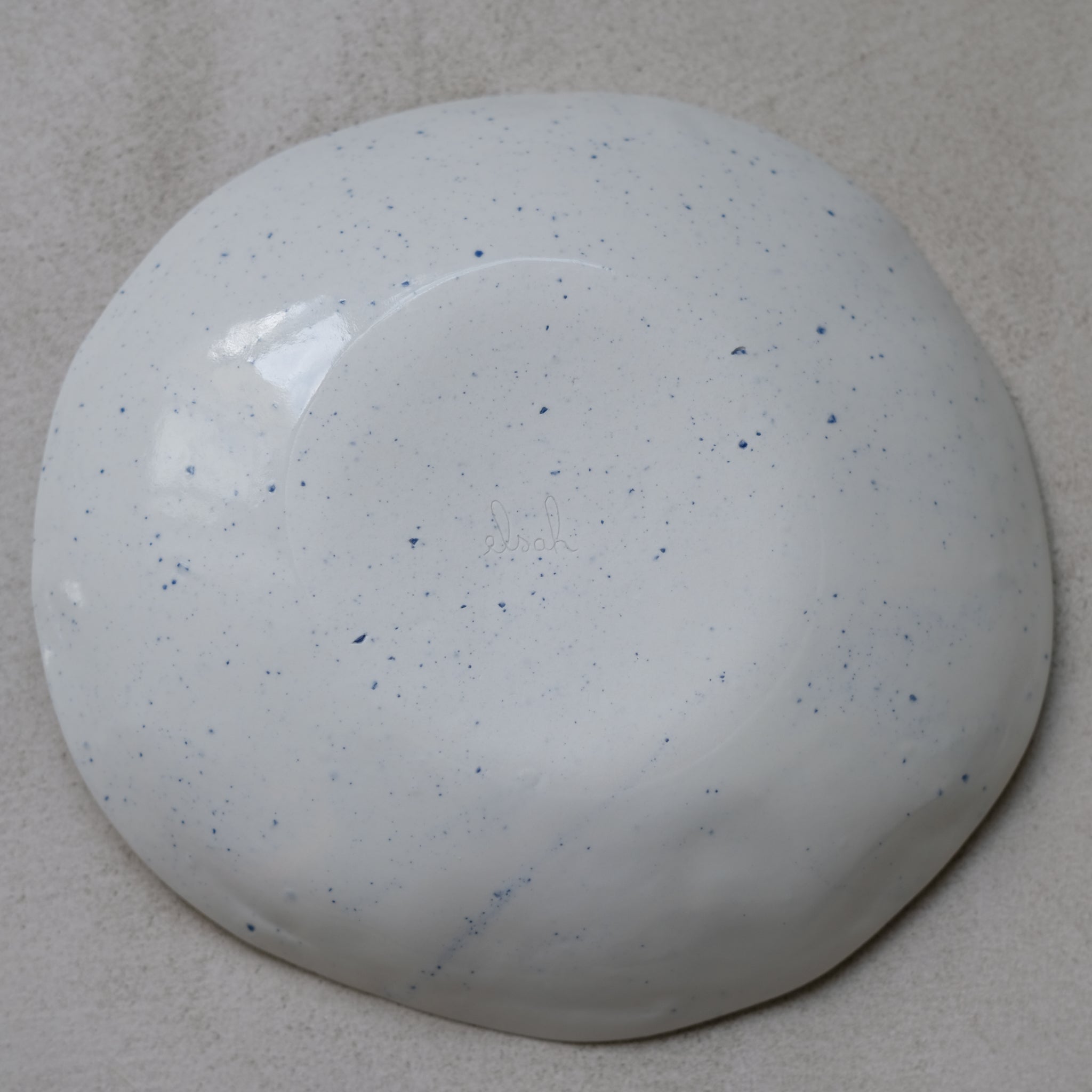 Blue Speckled White Porcelain Soup Plate by Elsa Haas – Brutal Ceramics