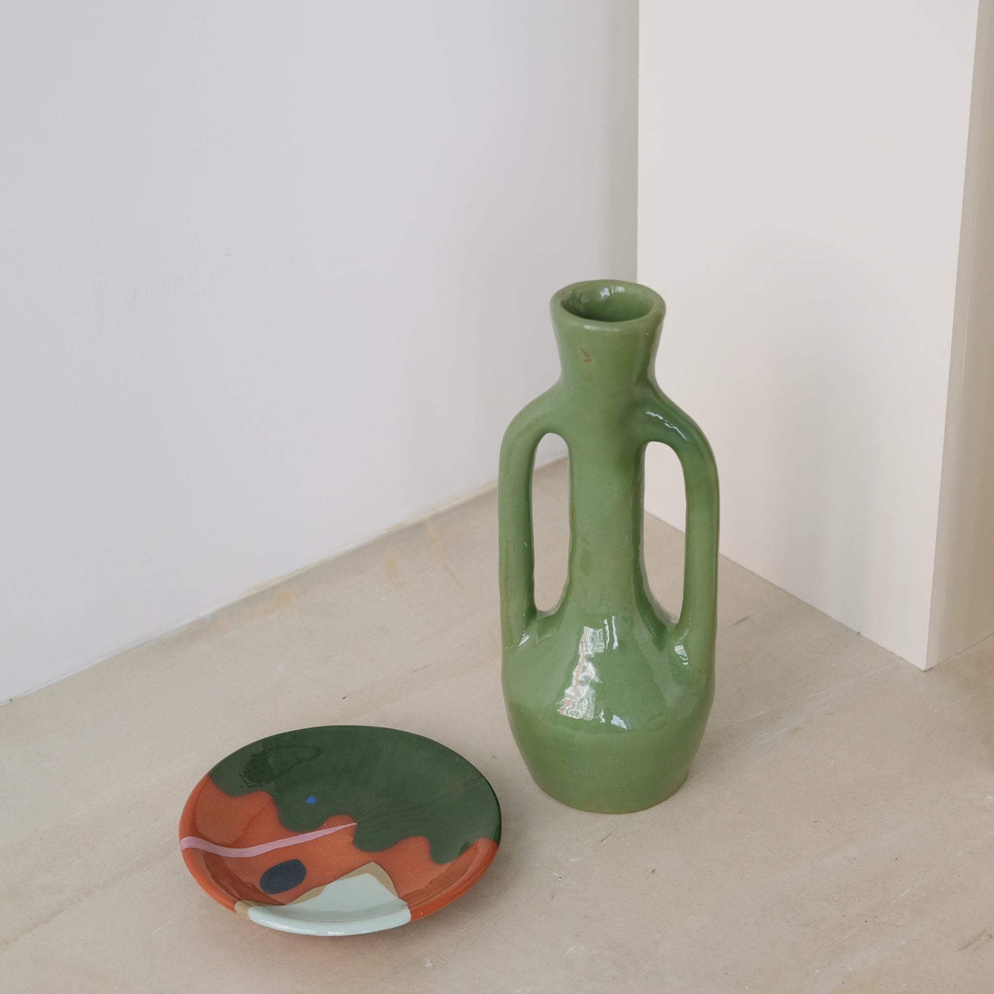 Vase 03 in stoneware, light green by Jade Paton at Brutal Ceramics