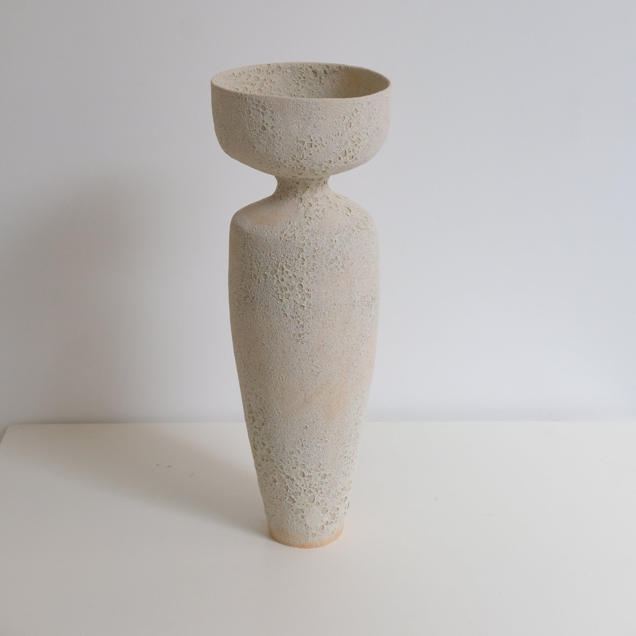 Cut stoneware vase H 38cm, crater effect by Sophie Vaidie at Brutal ...